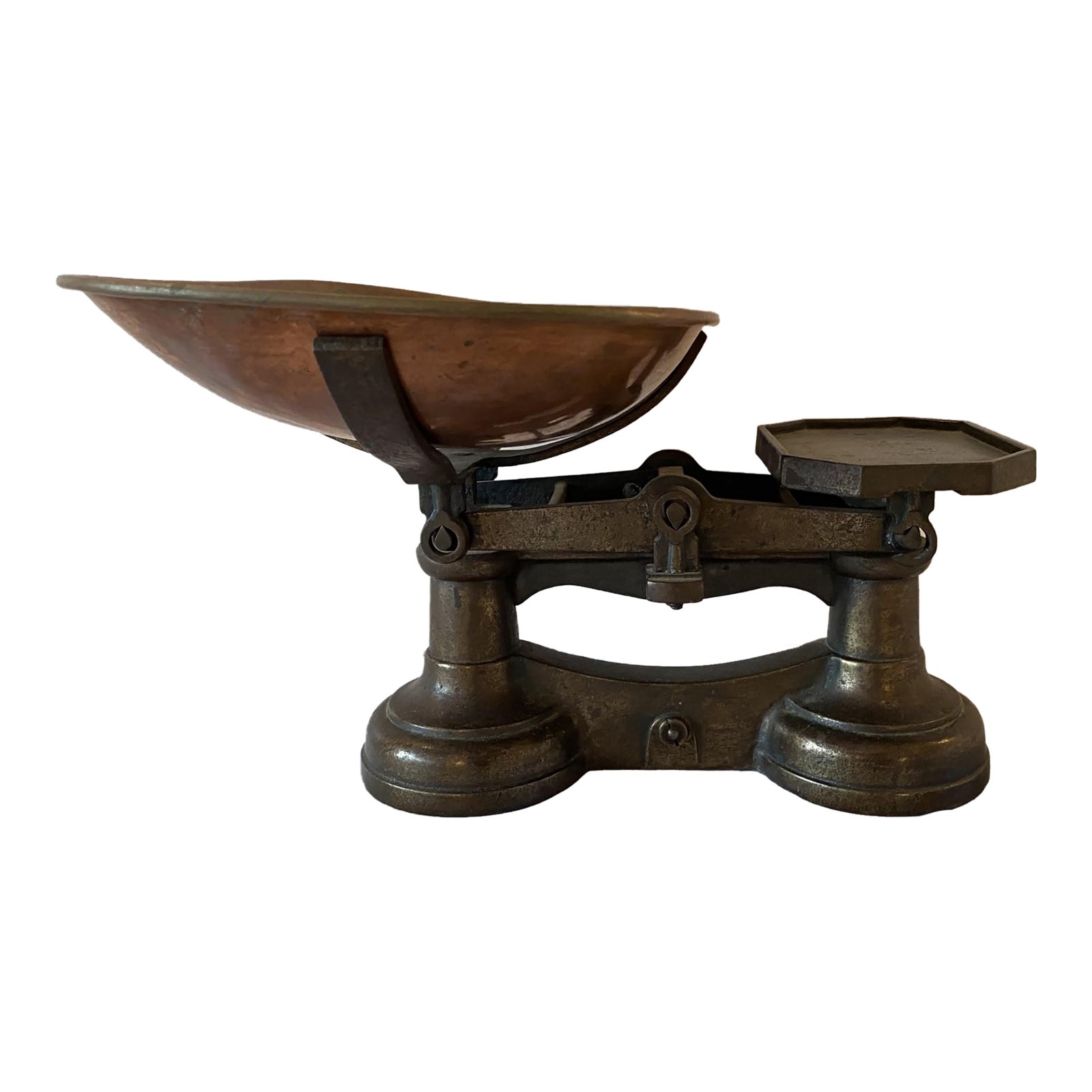 Antique Wrought Iron and Copper Balance Scales | Chairish