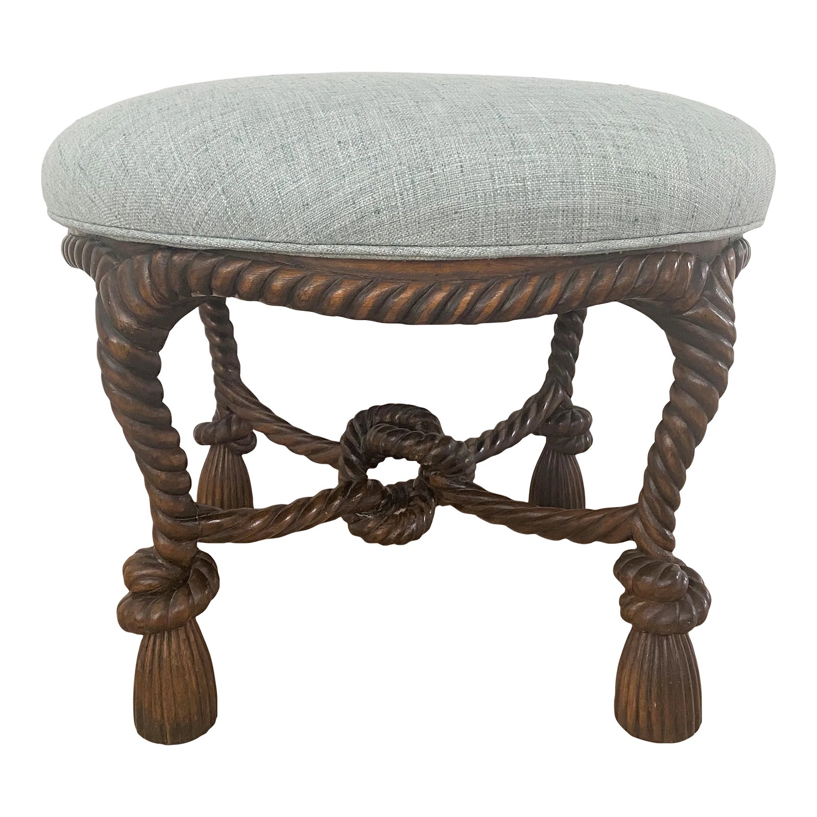Napoleon III Style Knotted Rope and Tassel Upholstered Ottoman / Stool ...