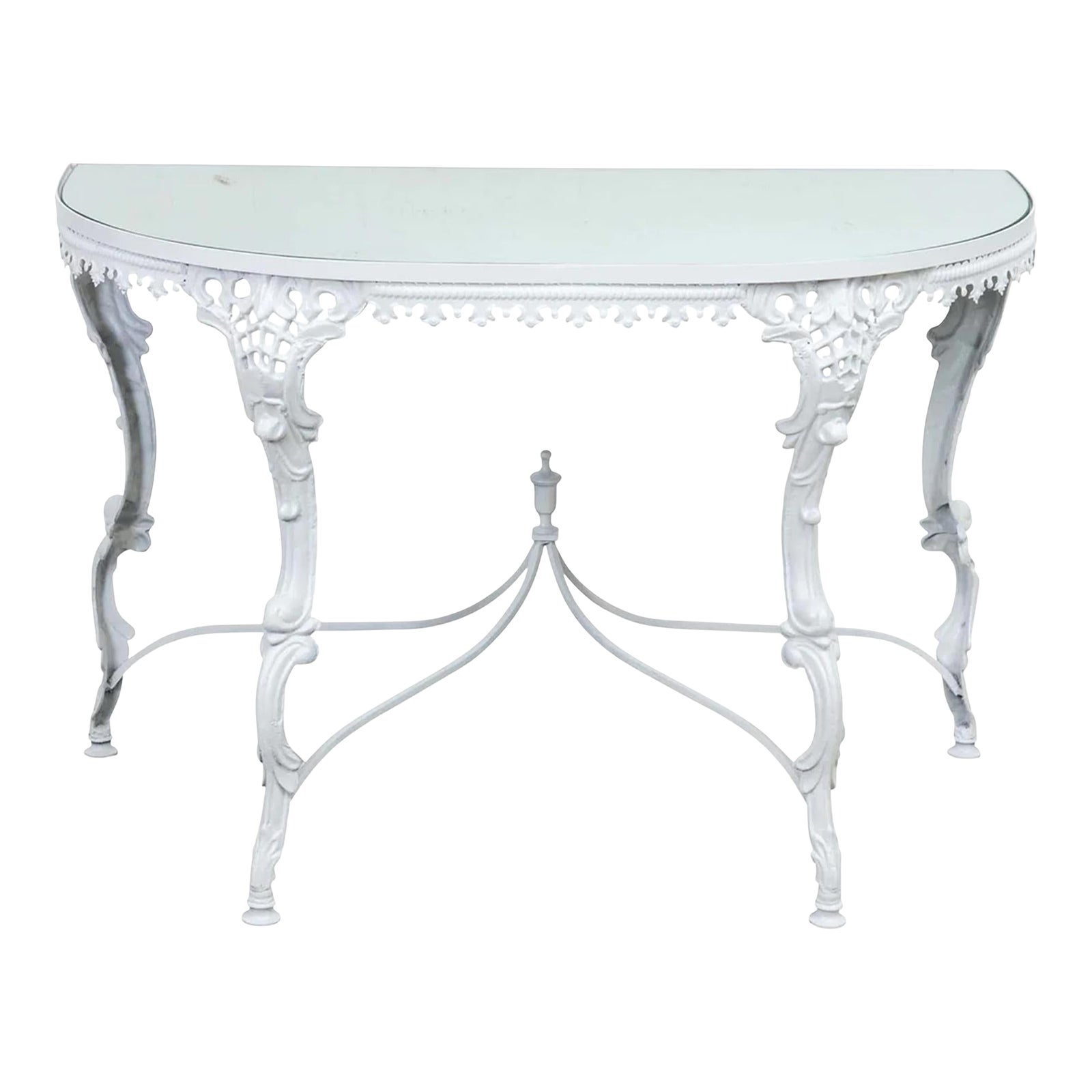 Painted Iron Demi Lune Table | Chairish