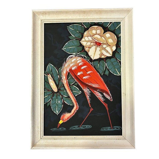 Pair of Mid Century Pink Flamingo Airbrush Prints by Billy Seay in ...