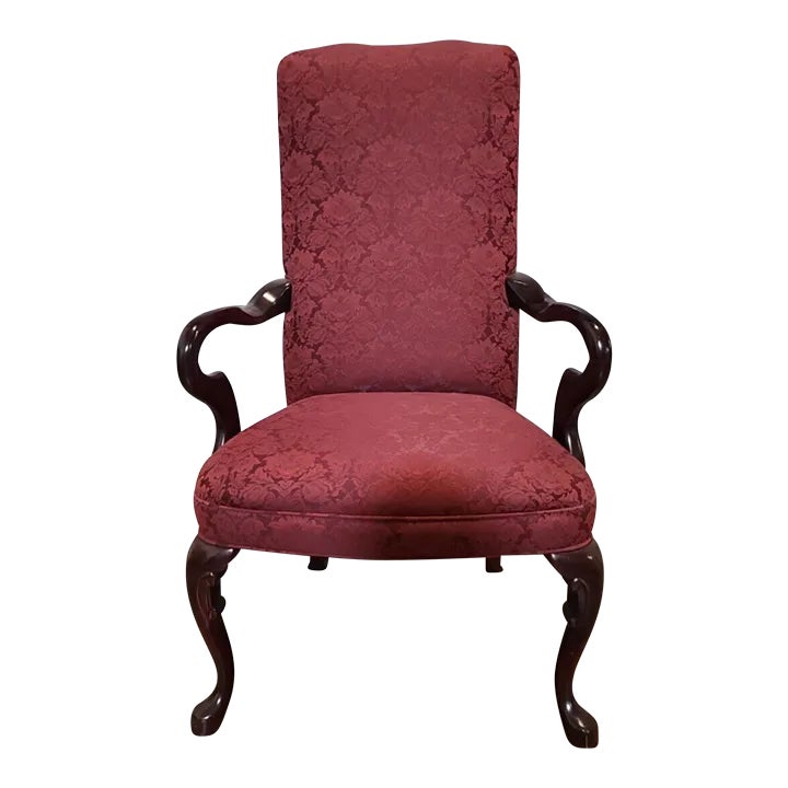 Crystal Furniture Mahogany Gooseneck Red Arm Chair Made in Highpoint Nc ...