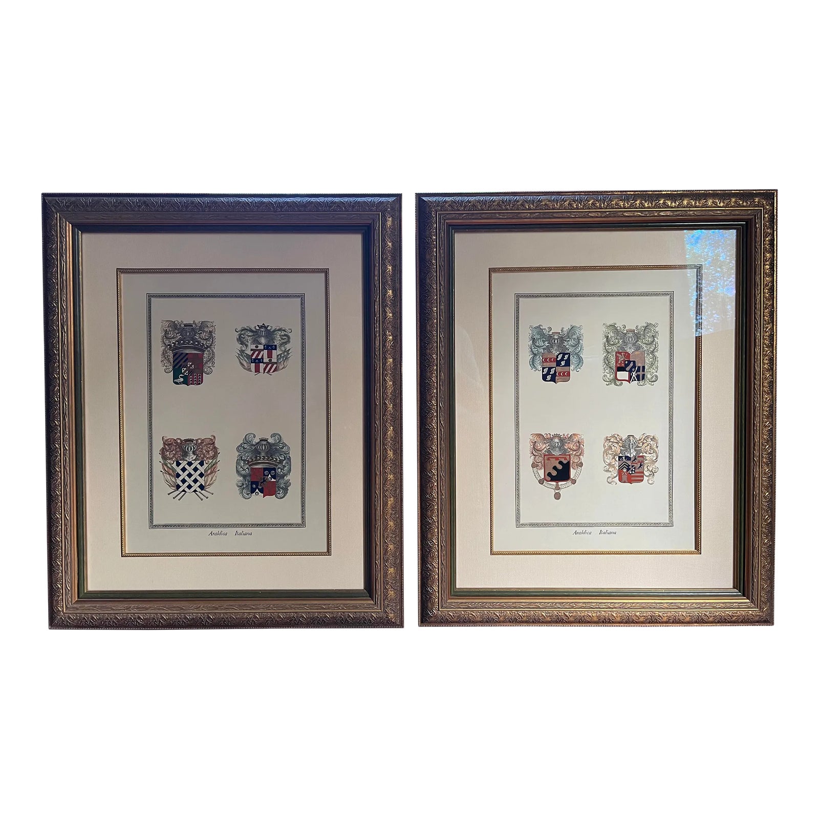 Set of 2 Large Antique Heraldry Araldica Italiana Royal Italian Crest ...