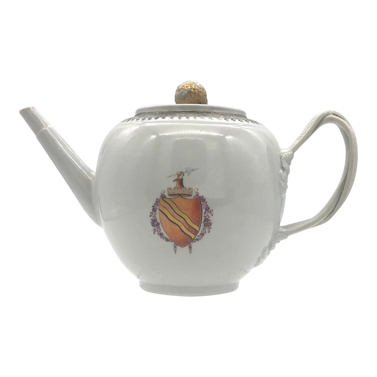 Late 18th Century Chinese Export Armorial Teapot | Chairish