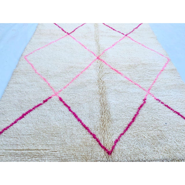 Pink Moroccan Beni Ourian Rug-5′2″ × 9′8″ | Chairish