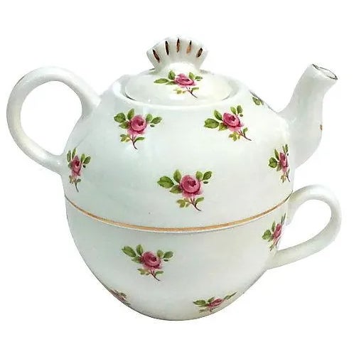 Porcelain Portable Cup & Teapot Combo | Chairish