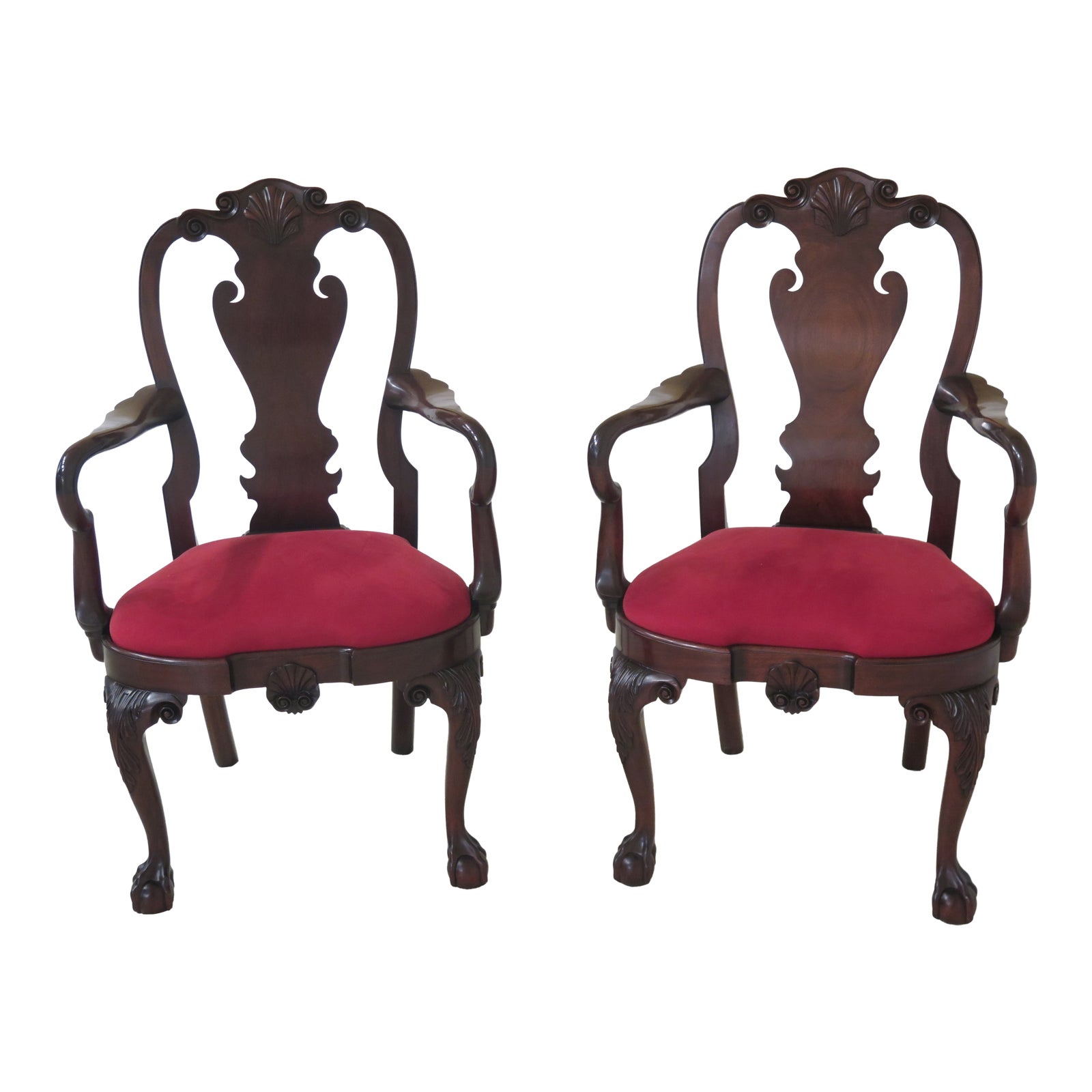 Kindel Winterthur Collection Mahogany Clawfoot Arm Chairs- A Pair ...