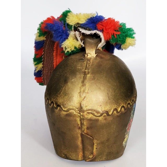 Vintage Alpine Cow Bell With Hand Painted Detail and Hand Embroidered ...