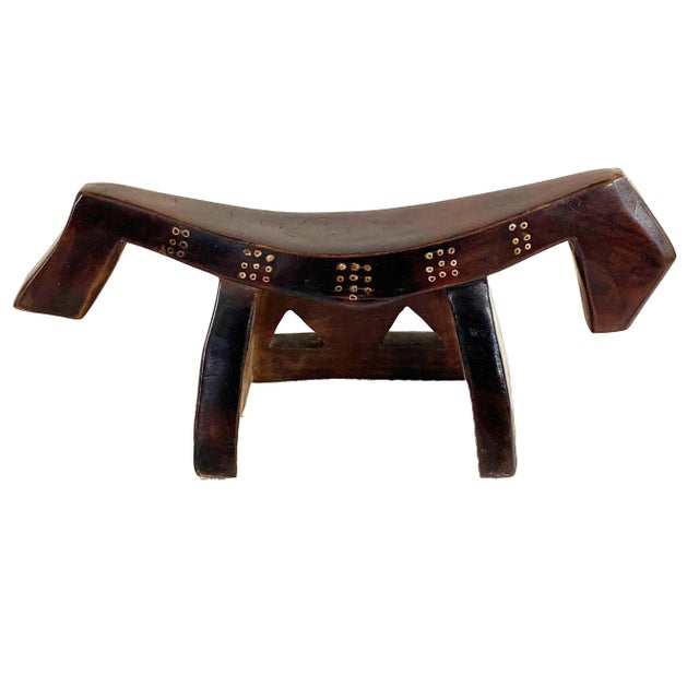 Old Dinka Headrest W/ Metal Studs South Sudan African 17.25" W | Chairish
