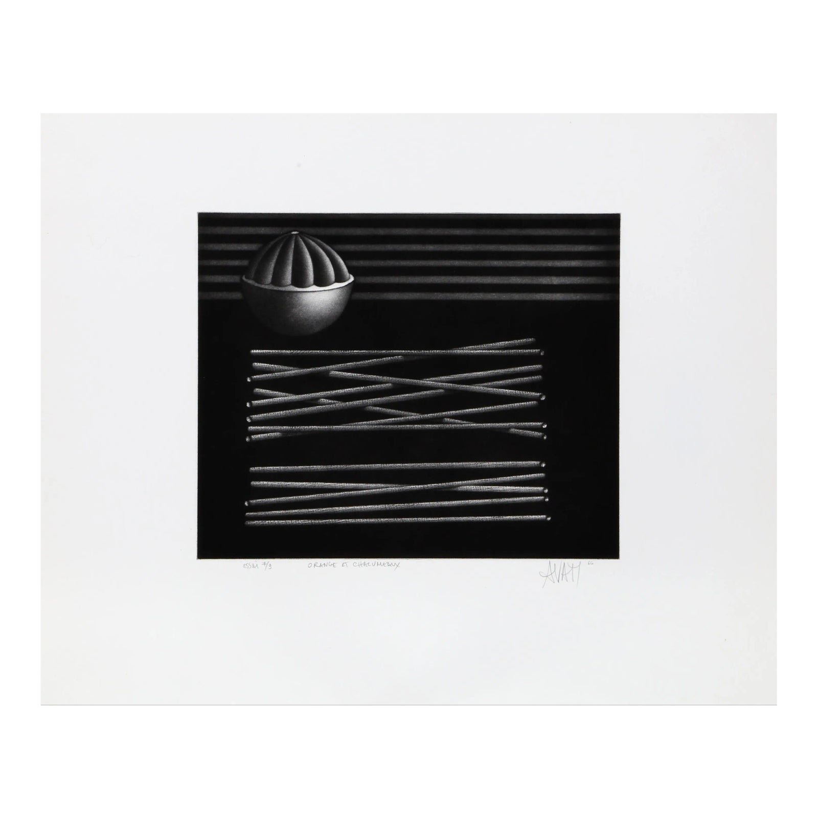 Mario Avati, Orange Et Chalumeaux, Mezzotint | Chairish