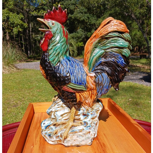 Late 20th Century Hand Painted Chinese Ceramic Rooster | Chairish