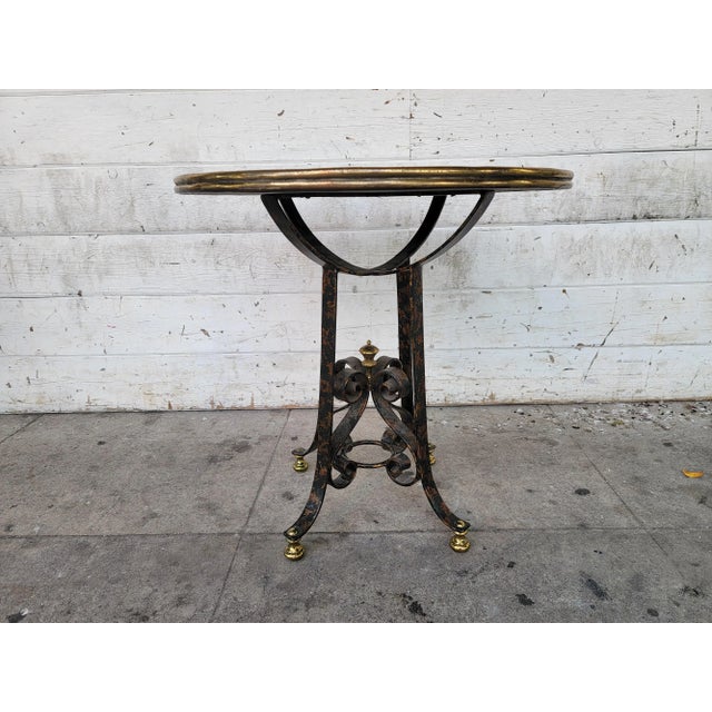 1980s Industrial Metal Round Occasional Table | Chairish