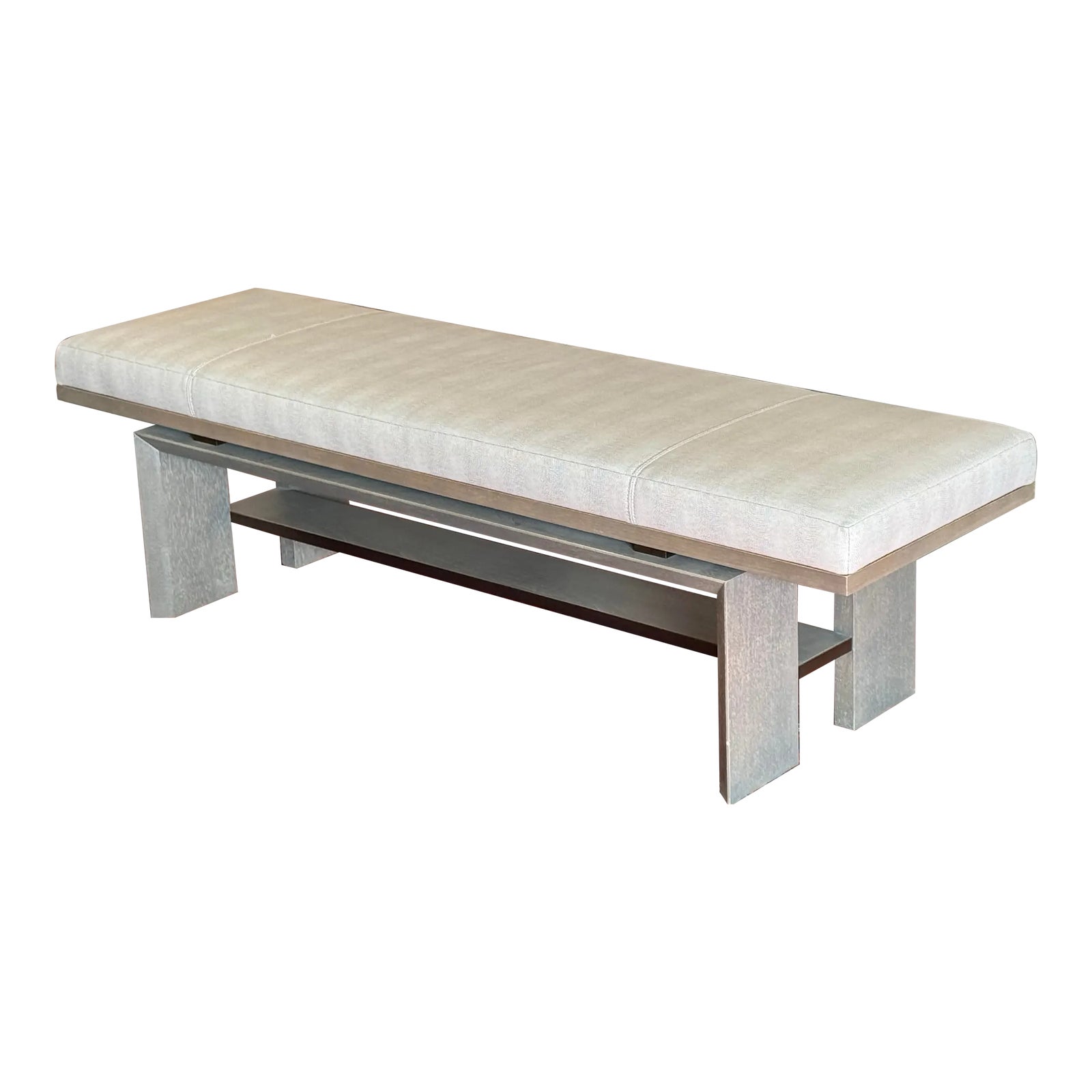 Barbara Barry Style Faux Shagreen Upholstered Bench | Chairish