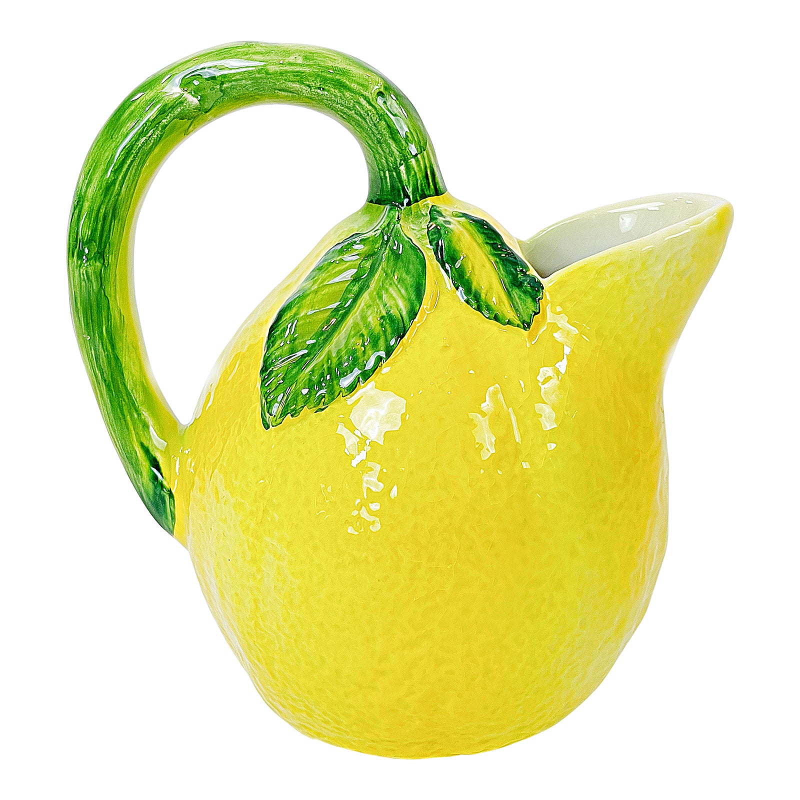 Late 20th Century Italian Majolica Lemon Pitcher | Chairish