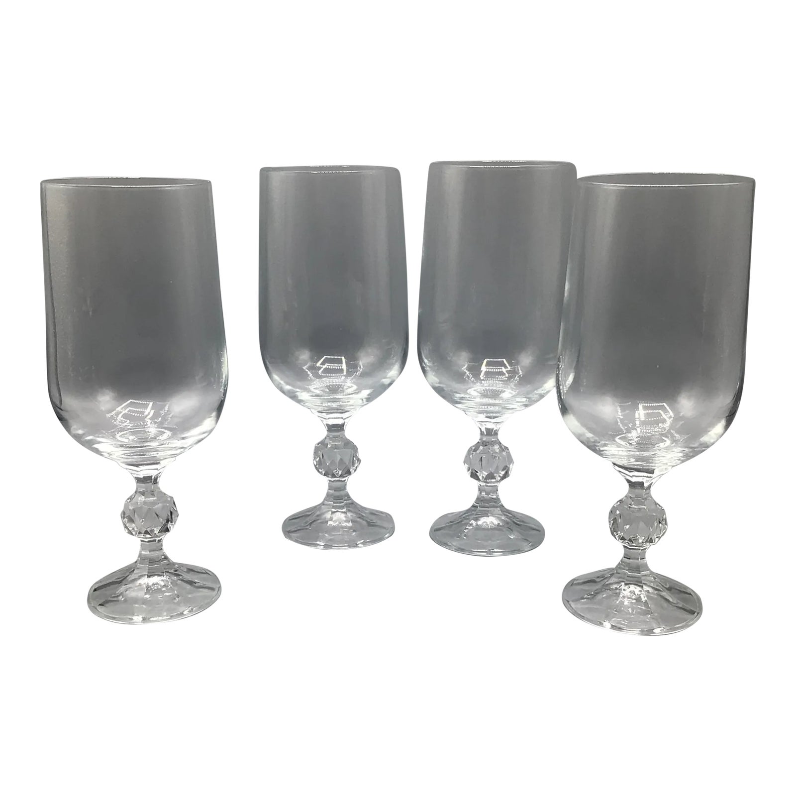 Vintage Bohemian Cut Crystal Ball Stem Goblets-Set of 4 | Chairish