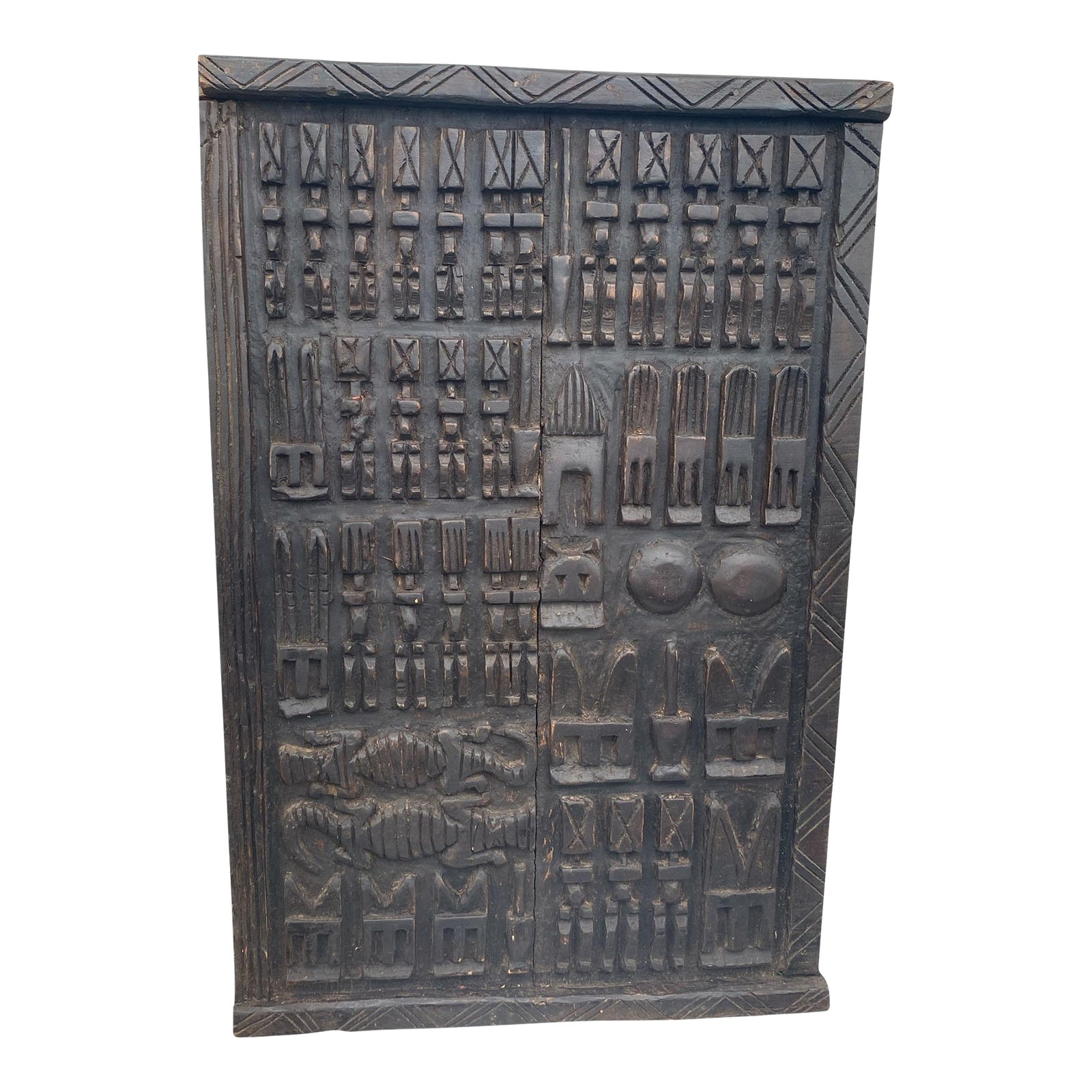 Vintage Dogon Granary Door With Nommo Ancestors Figures Mali African ...