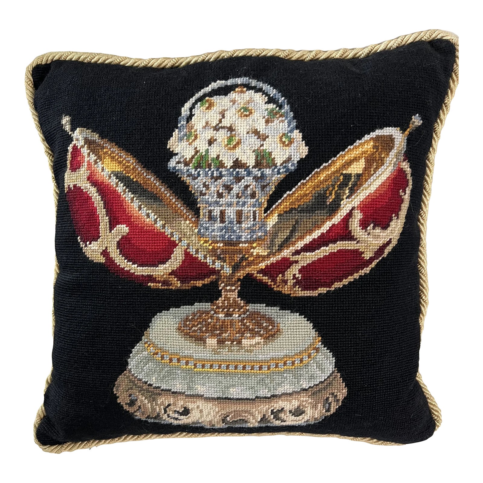 Spring Flower Russian Jewel Needlepoint Pillow | Chairish