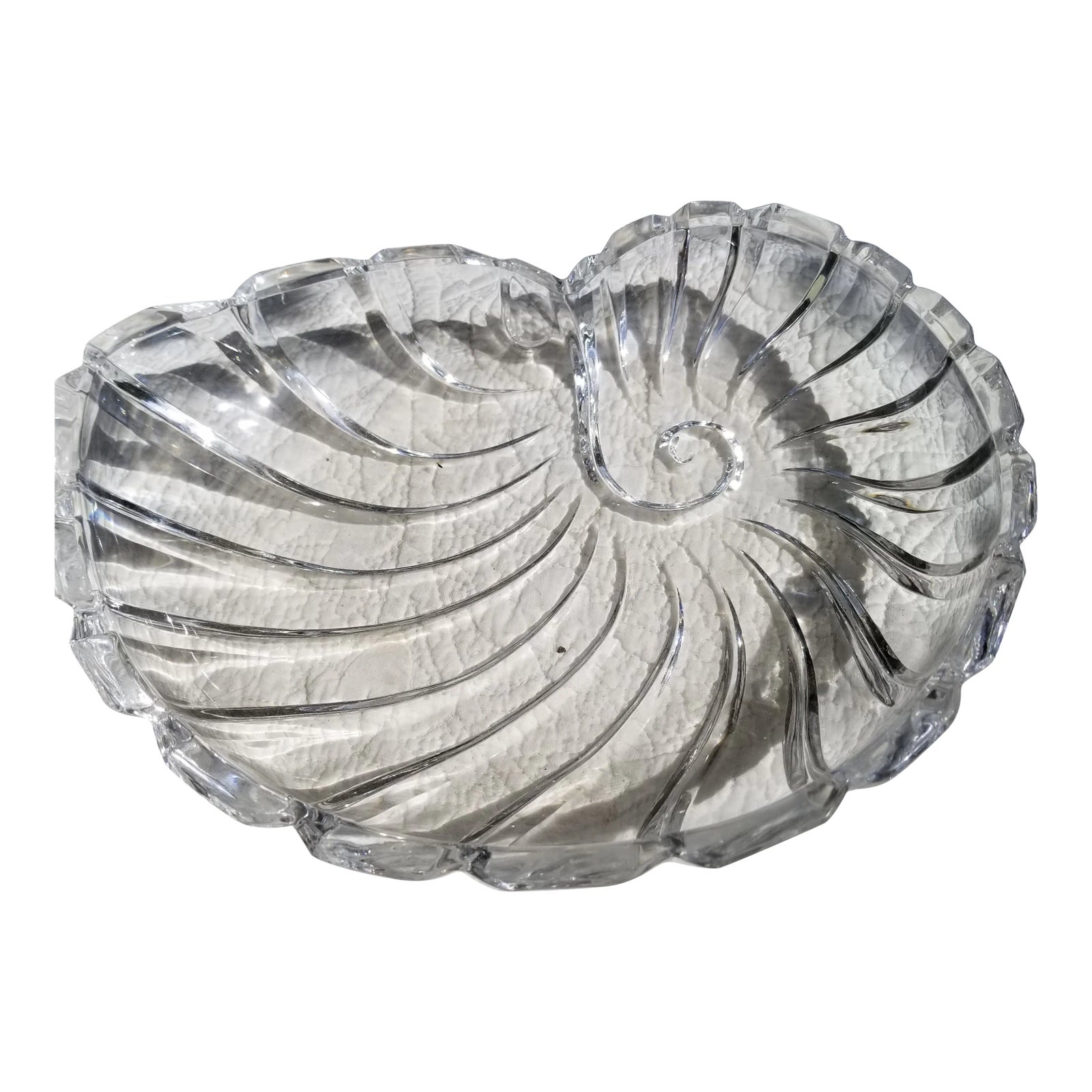 Mid-Century Crystal Shell-Form Serving Bowl | Chairish