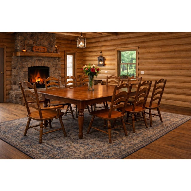 Vintage Virginia House Solid Oak Ladderback Dining Chairs – Set of 8 ...