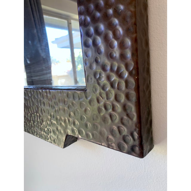 2000s Southwest Mission Rustic Hammered Copper Mirror | Chairish
