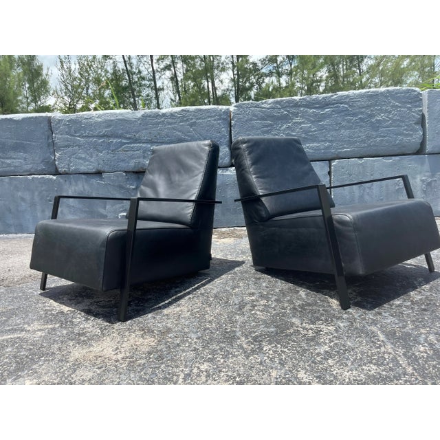 Pair of Black Leather Lounge Chairs by Bullfrog Germany, Kurt Beier ...