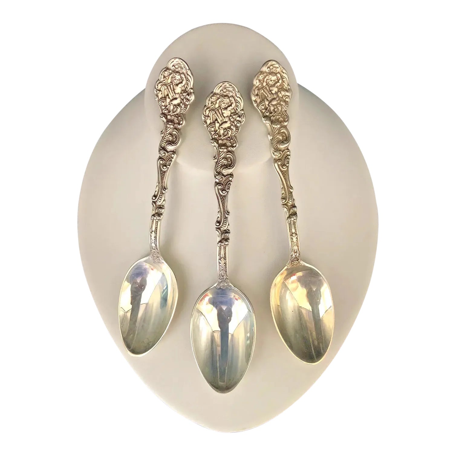 Set of 3 1888 Gorham Sterling Silver Versailles 'Cherub' Teaspoons 'D ...