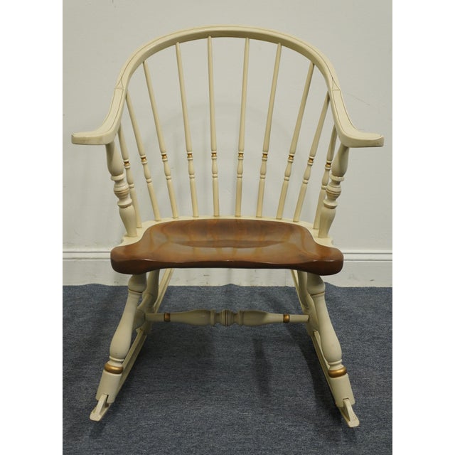 Ethan Allen Hand Painted White Hitchcock Style Rocker Rocking Chair 14 ...
