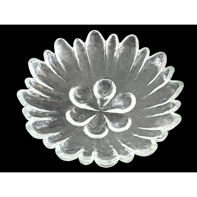 Vintage Scandinavian Textured Glass Centerpiece 16" Petal Bowl | Chairish