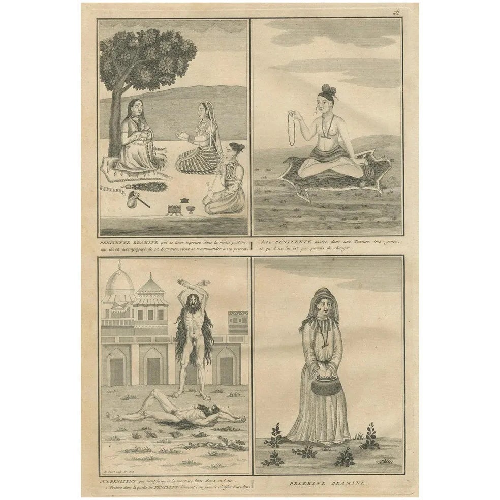 Indian Brahmin Penitents and Pilgrim, 1734, Paper | Chairish