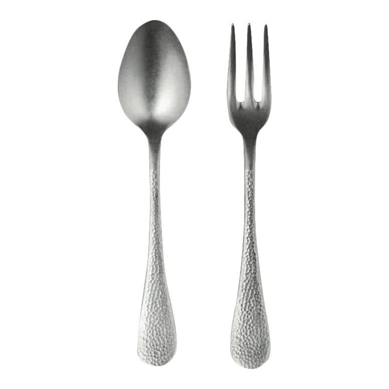 Mepra Epoque 2-Piece Serving Set (fork & Spoon), Pewter | Chairish