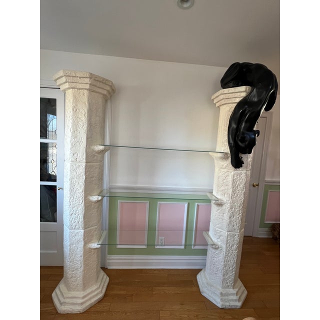 1980s Postmodern Plaster Columns Panther Shelves | Chairish