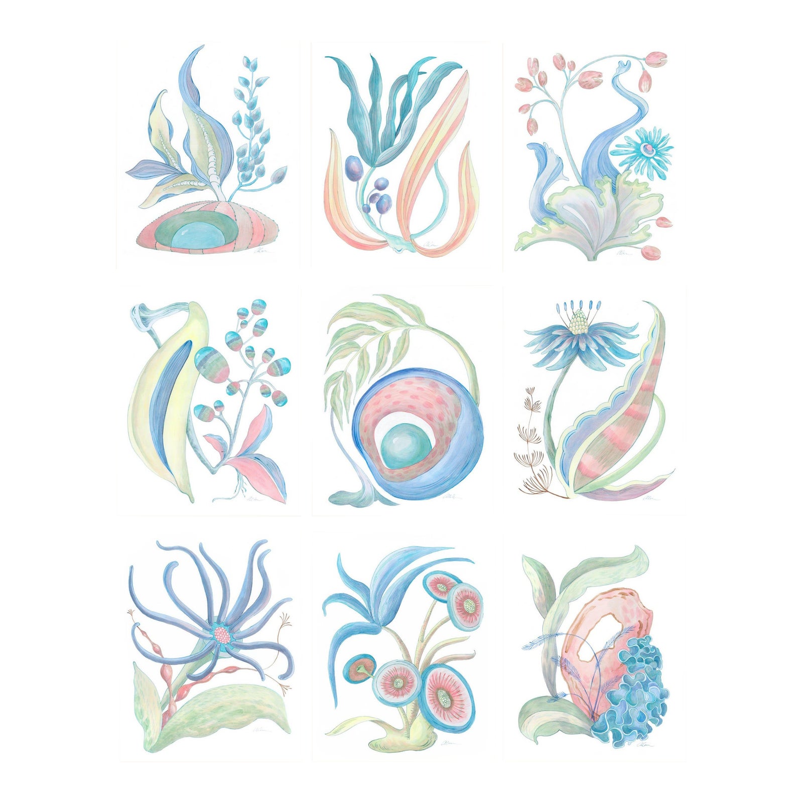 "Seaweed Fantasy Series" Contemporary Coastal Coral Reef Acrylic ...