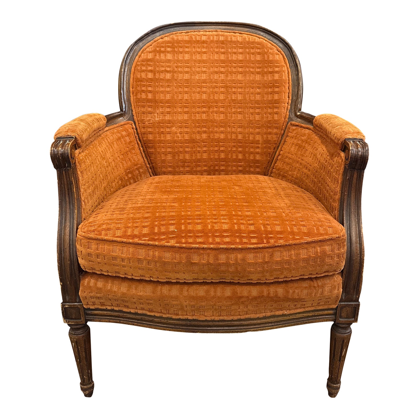 Mid-Century Hollywood Regency Bergère Armchair in Tangerine | Chairish
