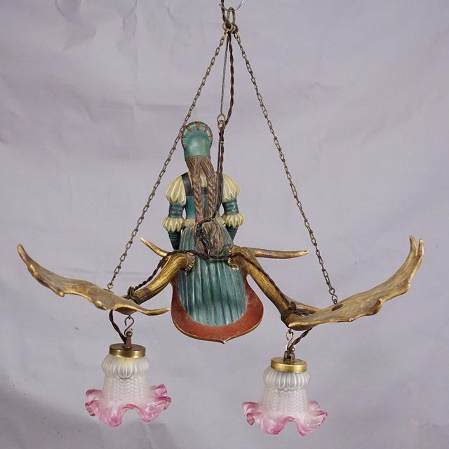 Wooden Carved Lusterweibchen of a Medieval Noble Lady Ca. 1910 | Chairish