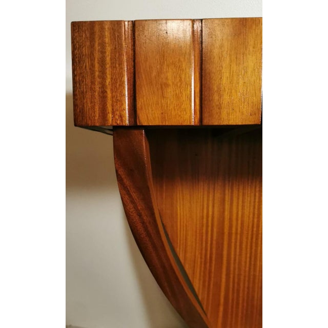 1950s Art Deco Console Table With Green Glass Top | Chairish