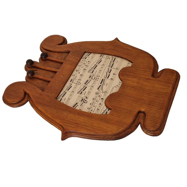1930s French Art Deco Wooden Lyre Harp Photo Frame | Chairish