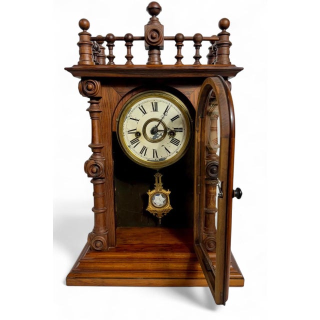 Antique American Welch Spring & Co 8 Day Gerster Table Clock | Chairish