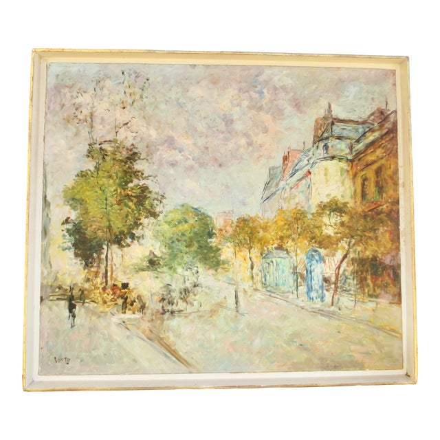 French Neo-Impressionist Painting Paris Street Scene. | Chairish