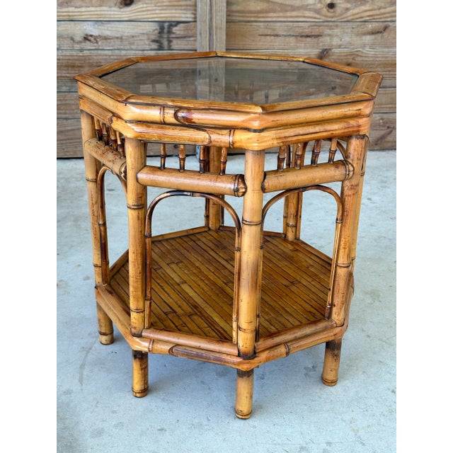 Mid-20th Century Coastal Brighton Pavillion Style Bamboo Side Table ...