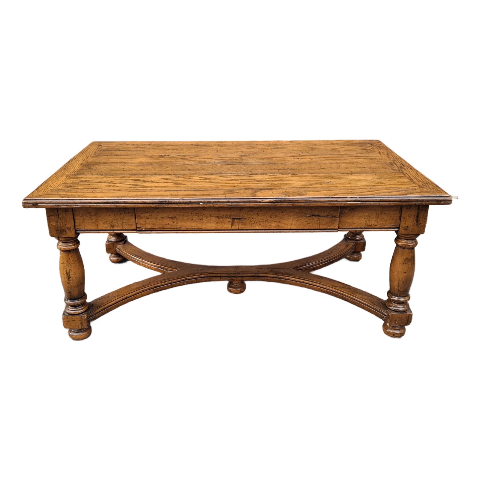 20th Century Jacobean Style Single Drawer Oak Coffee Table | Chairish