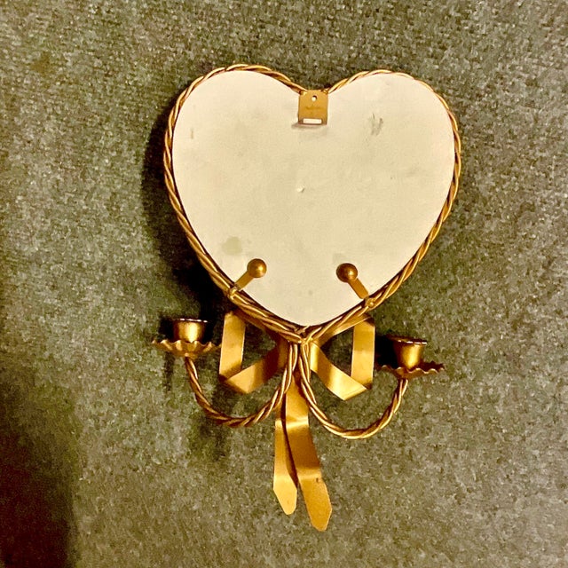 Mid-Century Hollywood Regency Bow & Twisted Rope Mirrored Heart Candle ...