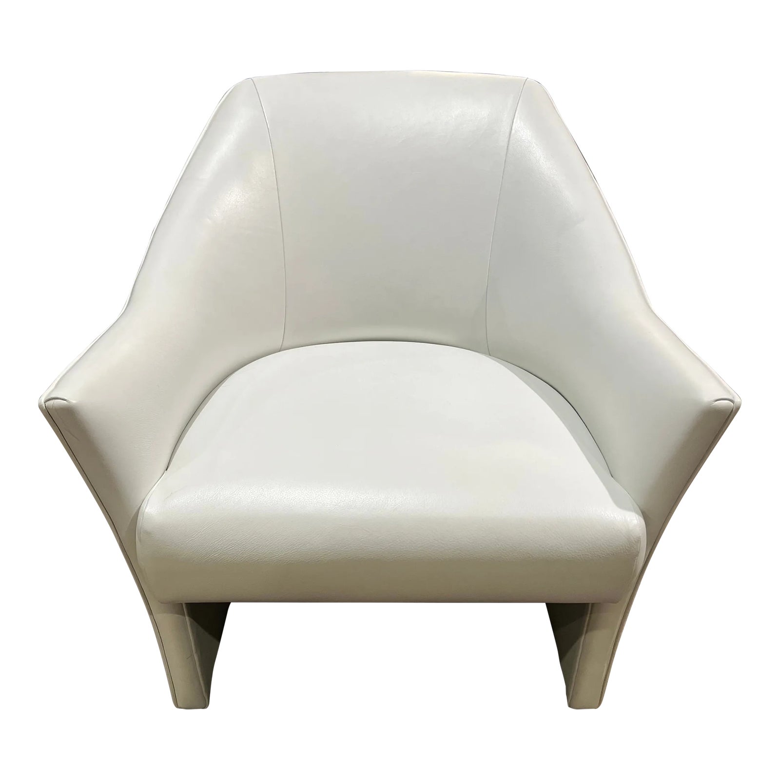 Nathan Anthony White Leather Chair | Chairish