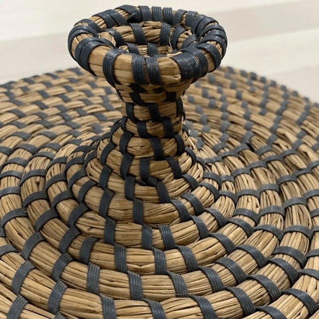 Mid 20th Century Sweetgrass Basket With Lid Vintage | Chairish