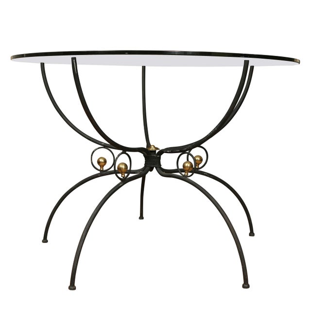 Mid Century Spider Shape Glass Top Round Table | Chairish