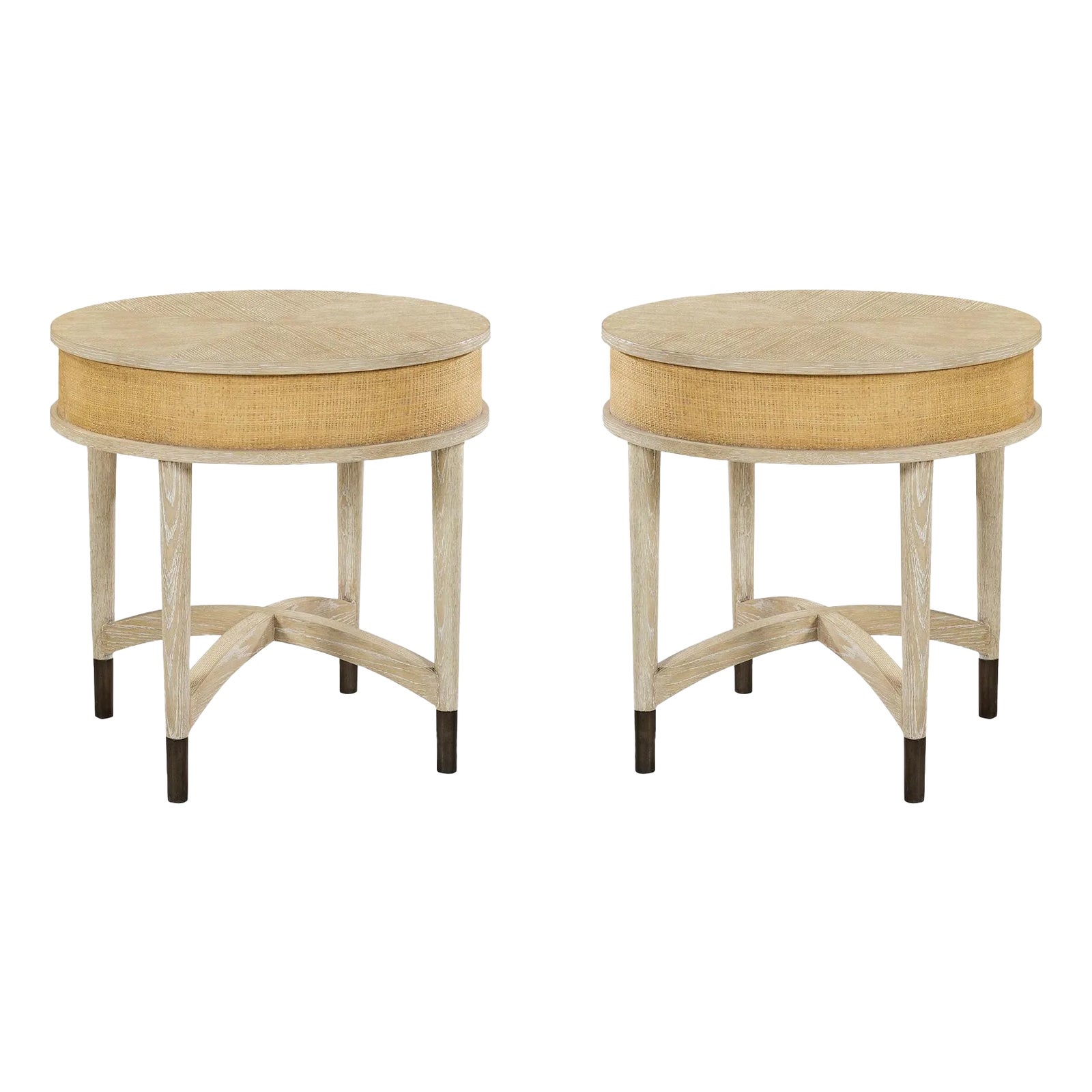 Pair of Himalaya Round Side Tables | Chairish