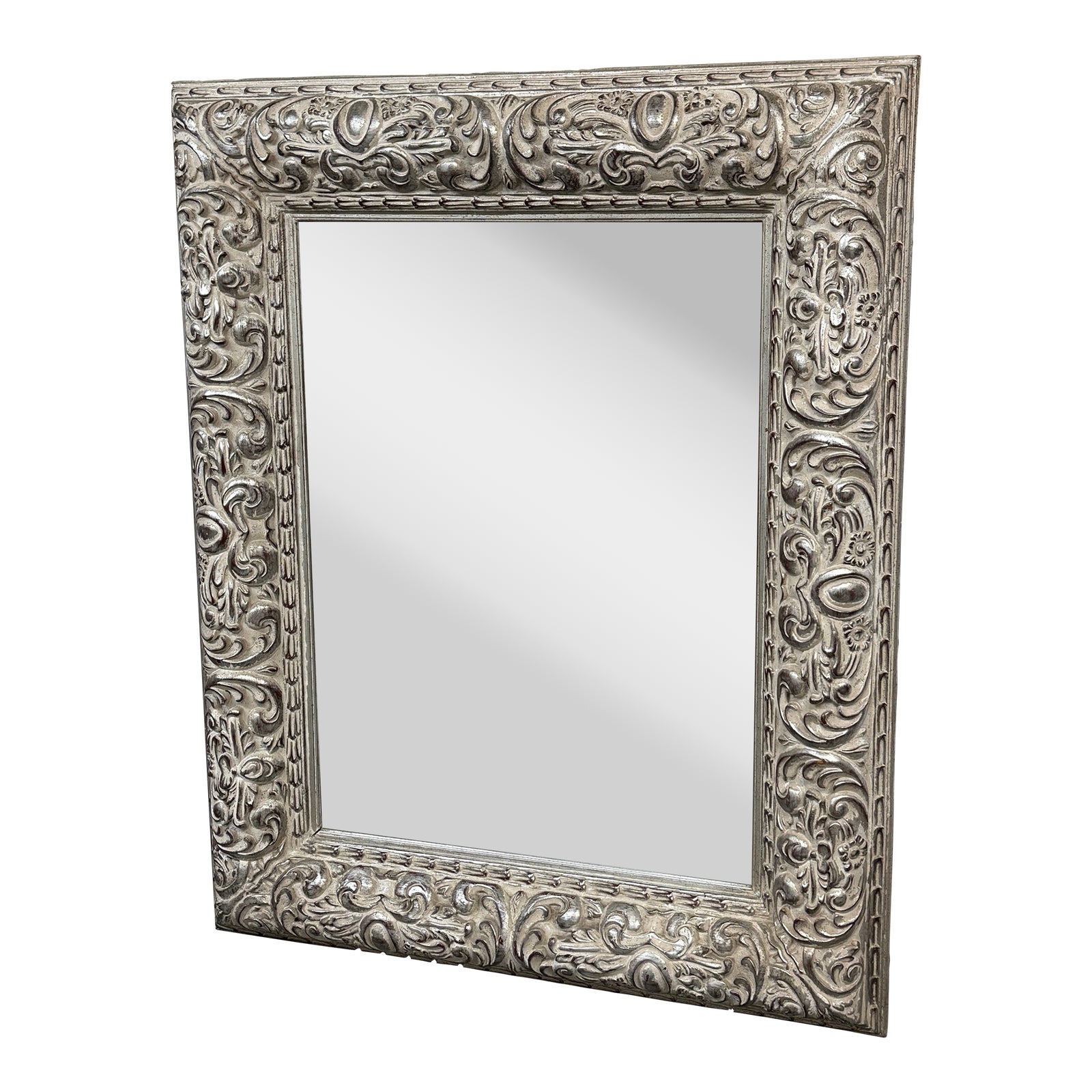 Refinished Neoclassical Wall Mirror With Silver Gilding | Chairish
