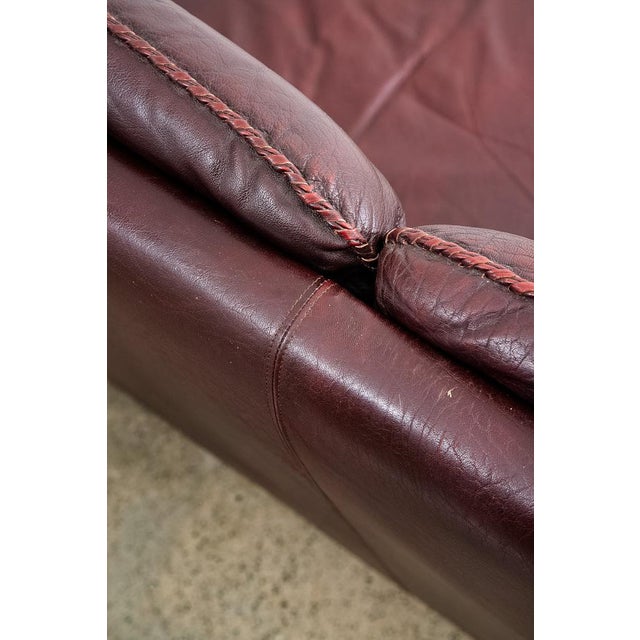 1960s Mid Century Danish Modern Sofa Couch Burgundy Chrome Leather ...