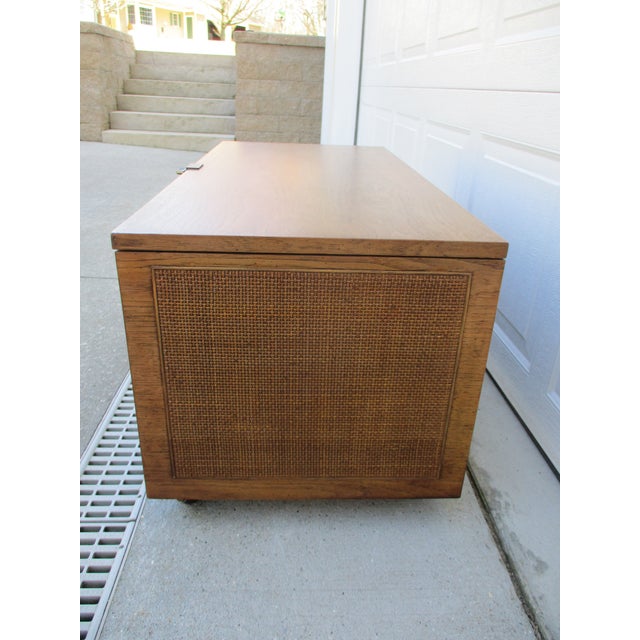 Mid-Century Modern Cane and Walnut Blanket Chest | Chairish