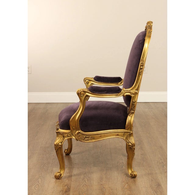 French Rococo Louis XV Style Pair of Giltwood Fauteuil Armchairs | Chairish