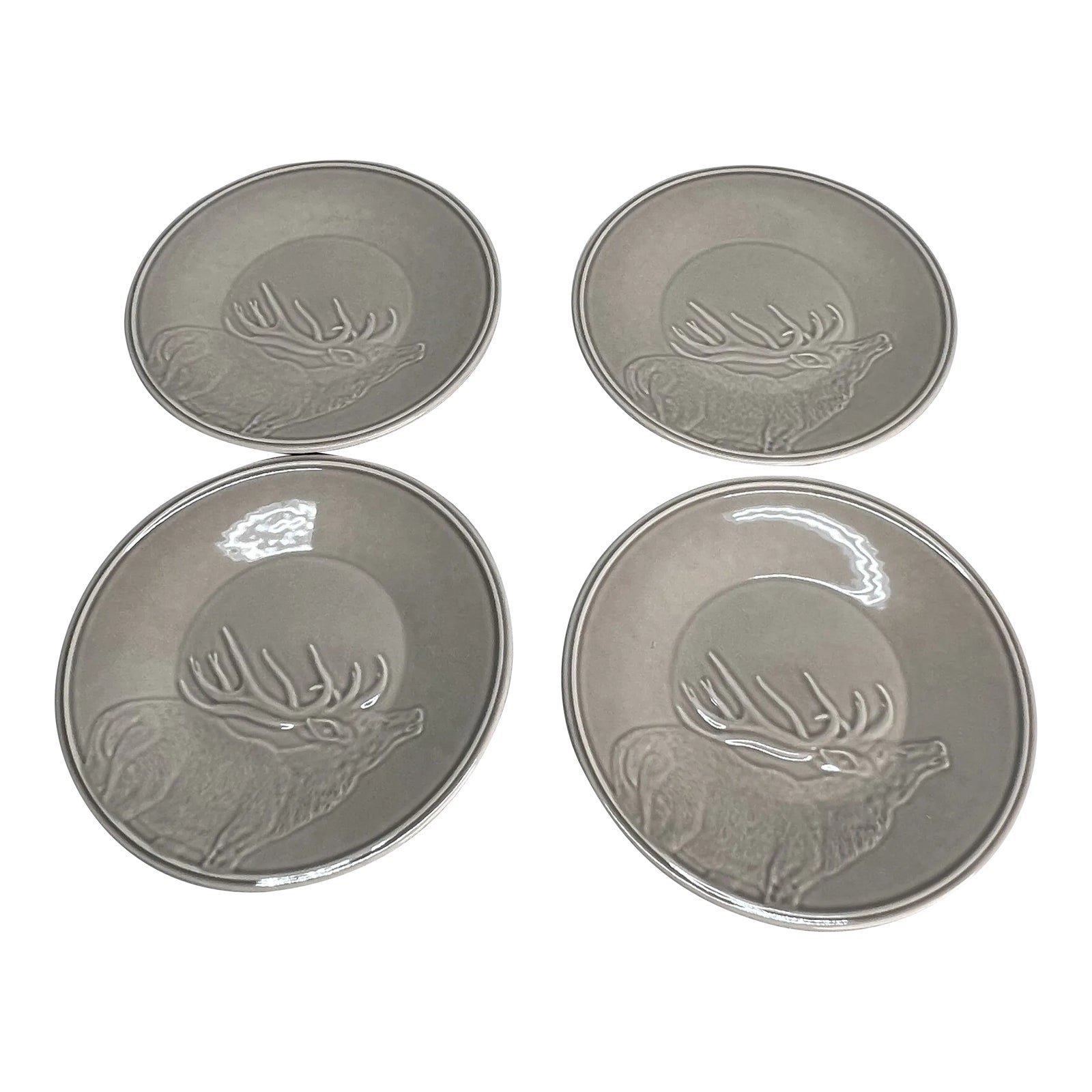 Elk / Moose Pattern Salad Plates, Portugal- Set of 4 | Chairish