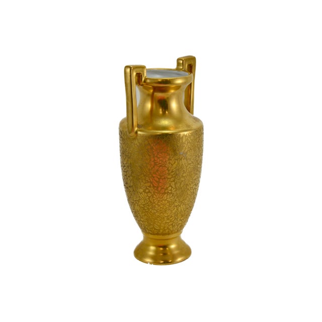 Gold Encrusted Grecian Style Urn Vase | Chairish